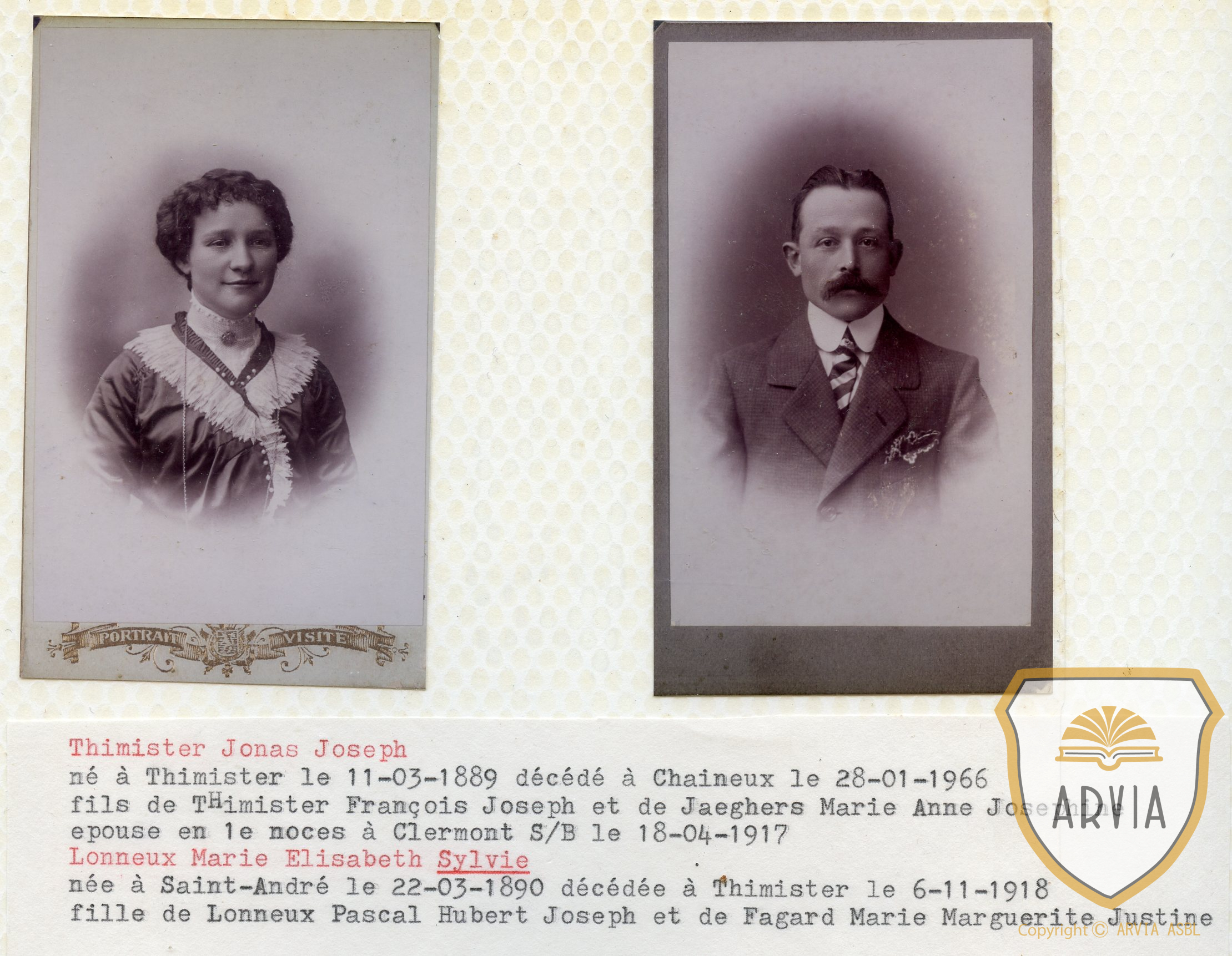 THIMISTER-1920 -Jonas "Joseph" THIMISTER et Sylvie LONNEUX, sa 1ère ...