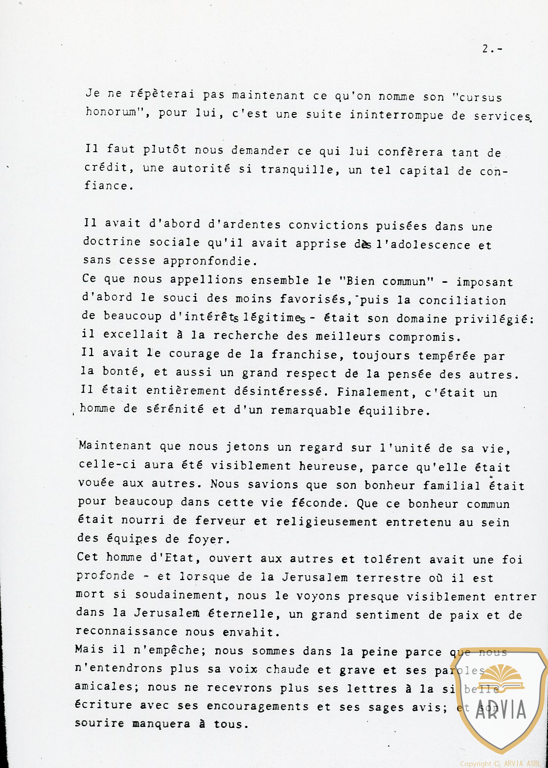 BATTICE - 1985 - Eloge funèbre aux obsèques de Georges GRAMME ...