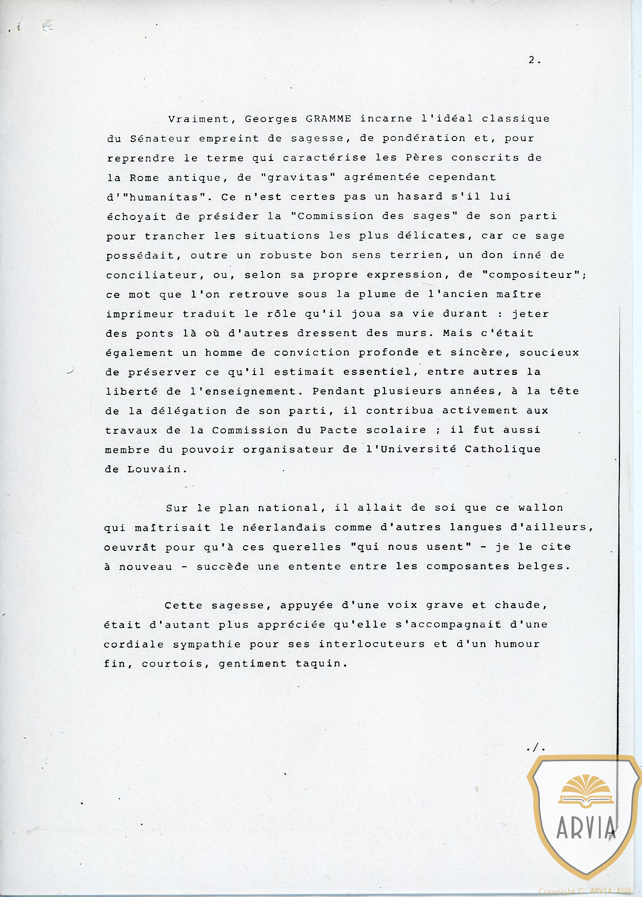 BATTICE - 1985 - Eloge funèbre aux obsèques de Georges GRAMME ...